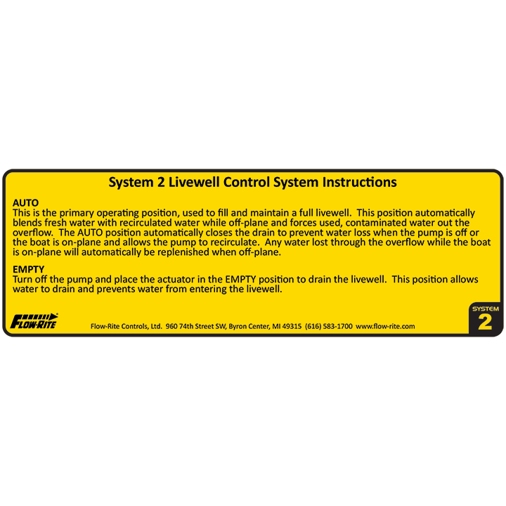 System Instruction Label - Flow-Rite Controls