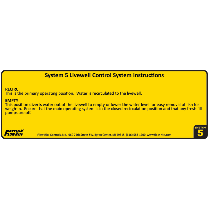 System Instruction Label - Flow-Rite Controls