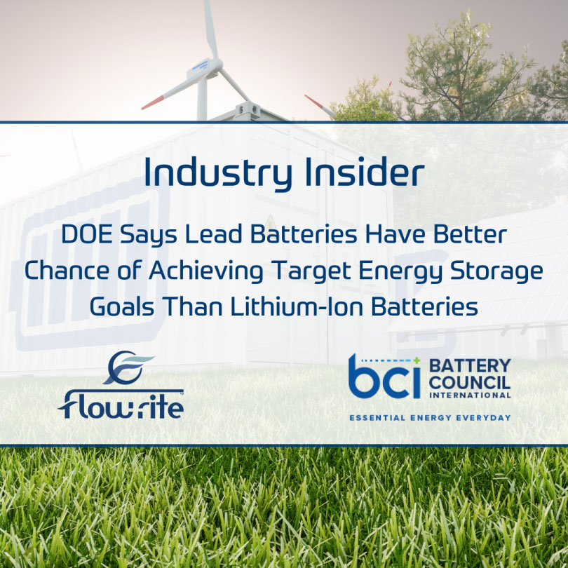 DOE & BCI Advance Research On Lead-Acid - Flow-Rite Controls